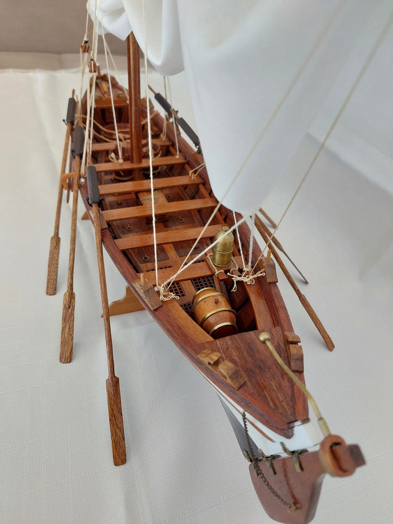 Whaling Boat Model, Handcrafted Wooden Ship Model, Nautical Decor for ...