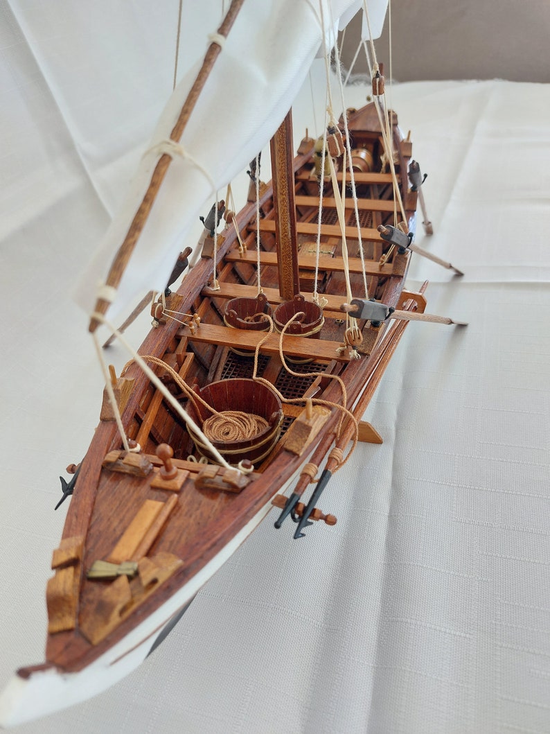 Whaling Boat Model, Handcrafted Wooden Ship Model, Nautical Decor for ...