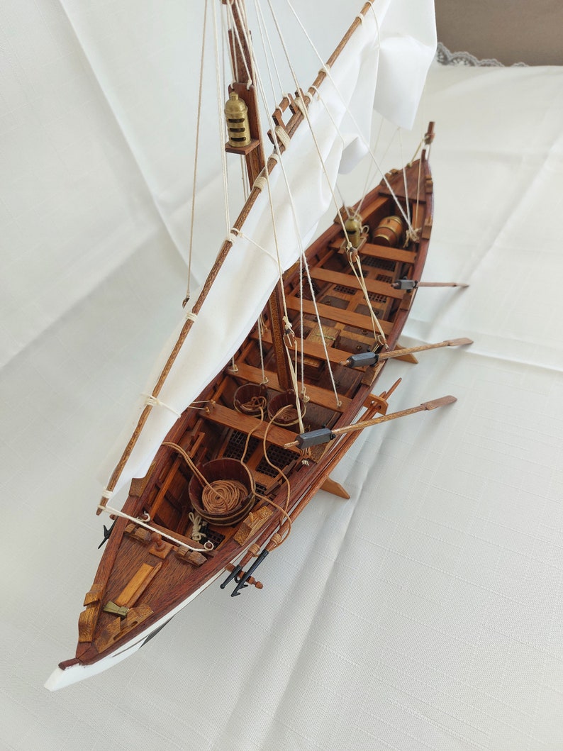 Whaling Boat Model, Handcrafted Wooden Ship Model, Nautical Decor for ...