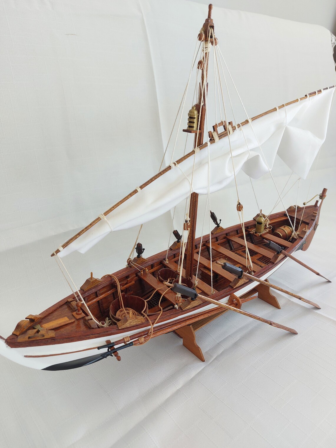 Whaling Boat Model, Handcrafted Wooden Ship Model, Nautical Decor for ...