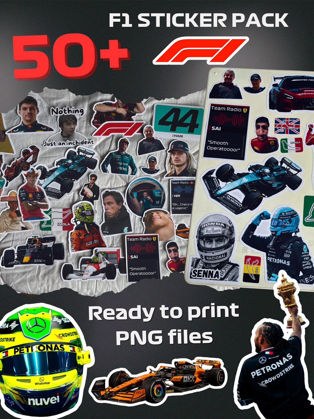 F1 Stickers 2025 - Formula One PNG Files - Formula 1 Sticker - Team ...