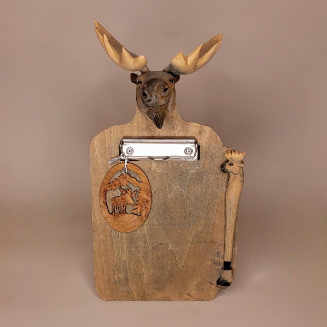 Rustic Moose Clipboard With Antler Pen: Woodsy Cabin Decor - Etsy