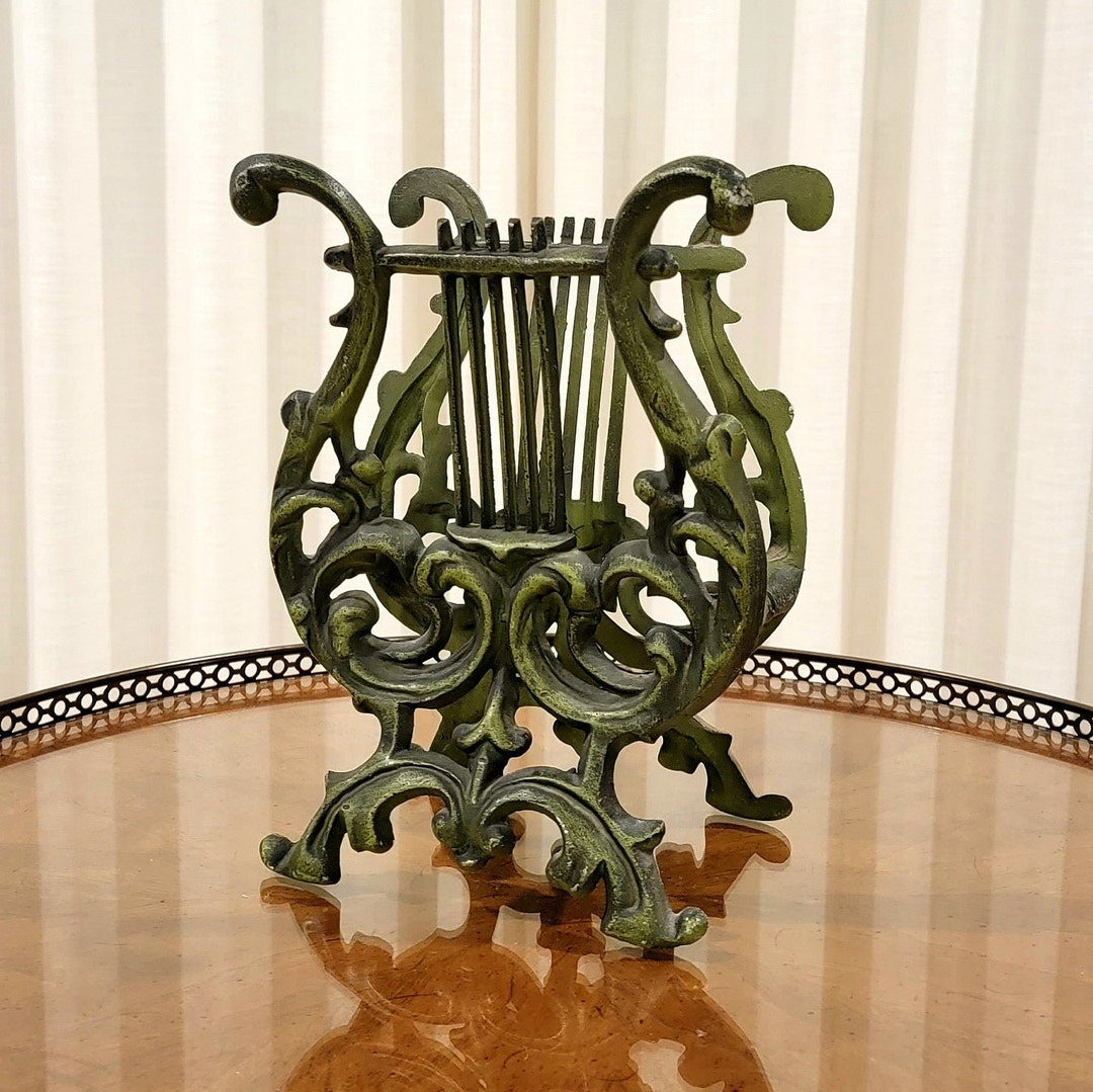 Vintage Victorian Style Metal Lyre Magazine Rack Hollywood Regency ...