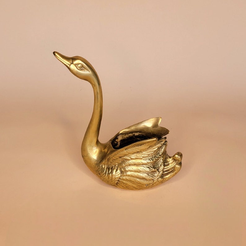 Vintage Brass Swan Planter - Etsy