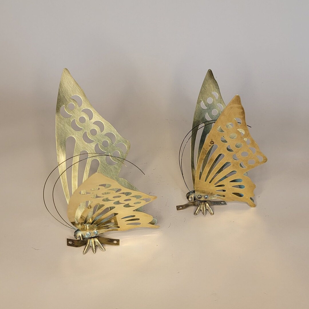 Set of 2 Vintage Brass Butterflies Decor Shelf Sitters Figures - Etsy