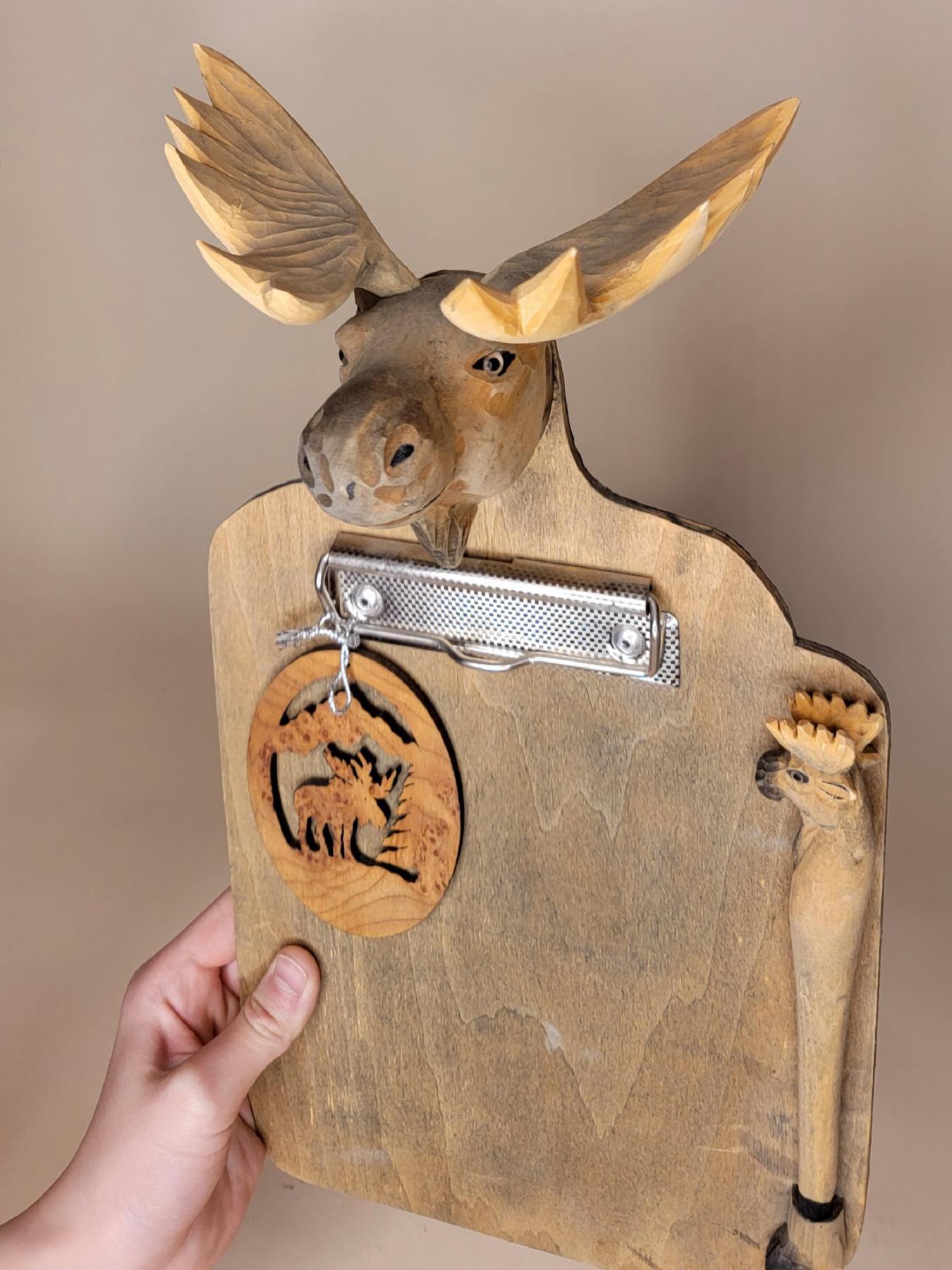 Rustic Moose Clipboard With Antler Pen: Woodsy Cabin Decor - Etsy