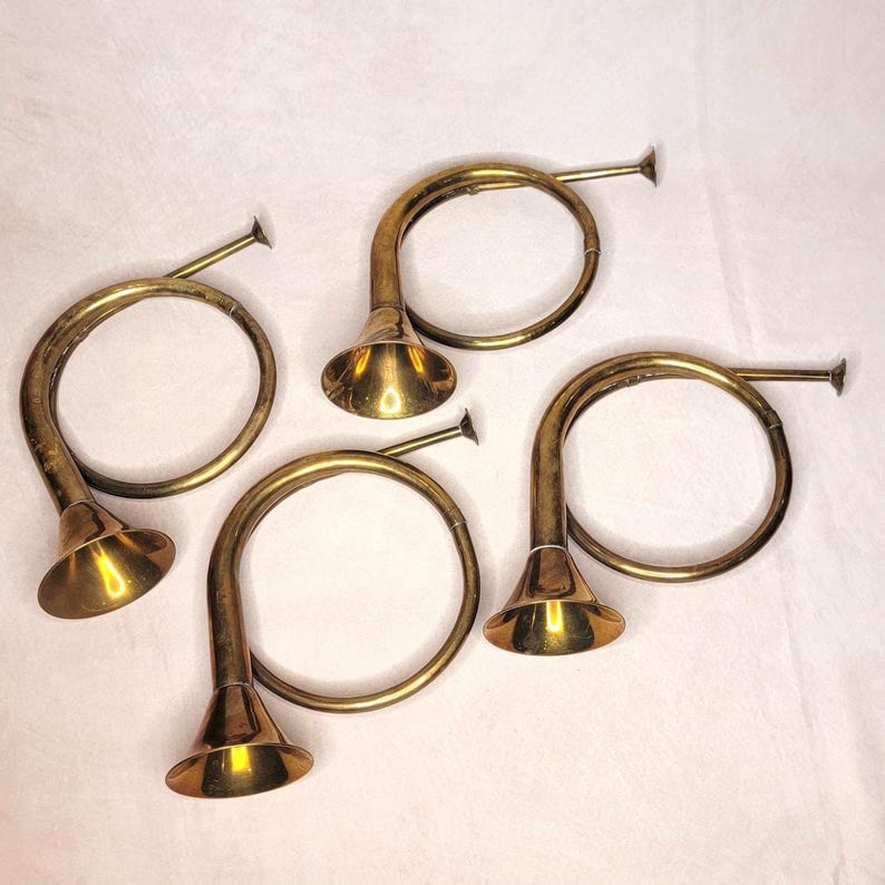 Vintage Brass Bugle Horn Collection - Hunting Horns - Rustic Wall Decor ...