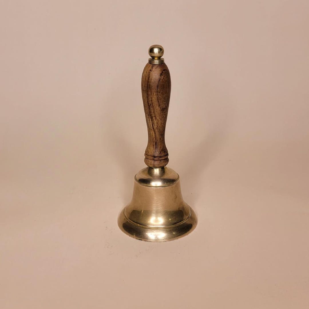 Vintage Brass Hand Bell With Wooden Handle - Classic Decorative Bell - Etsy