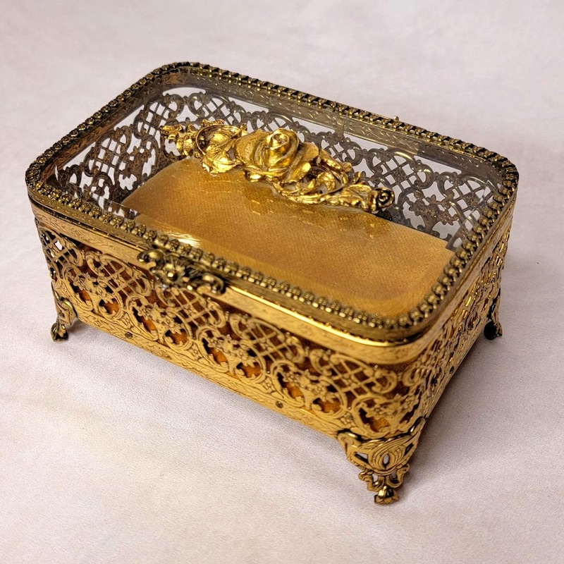 Vintage Ormolu Trinket Box - Etsy