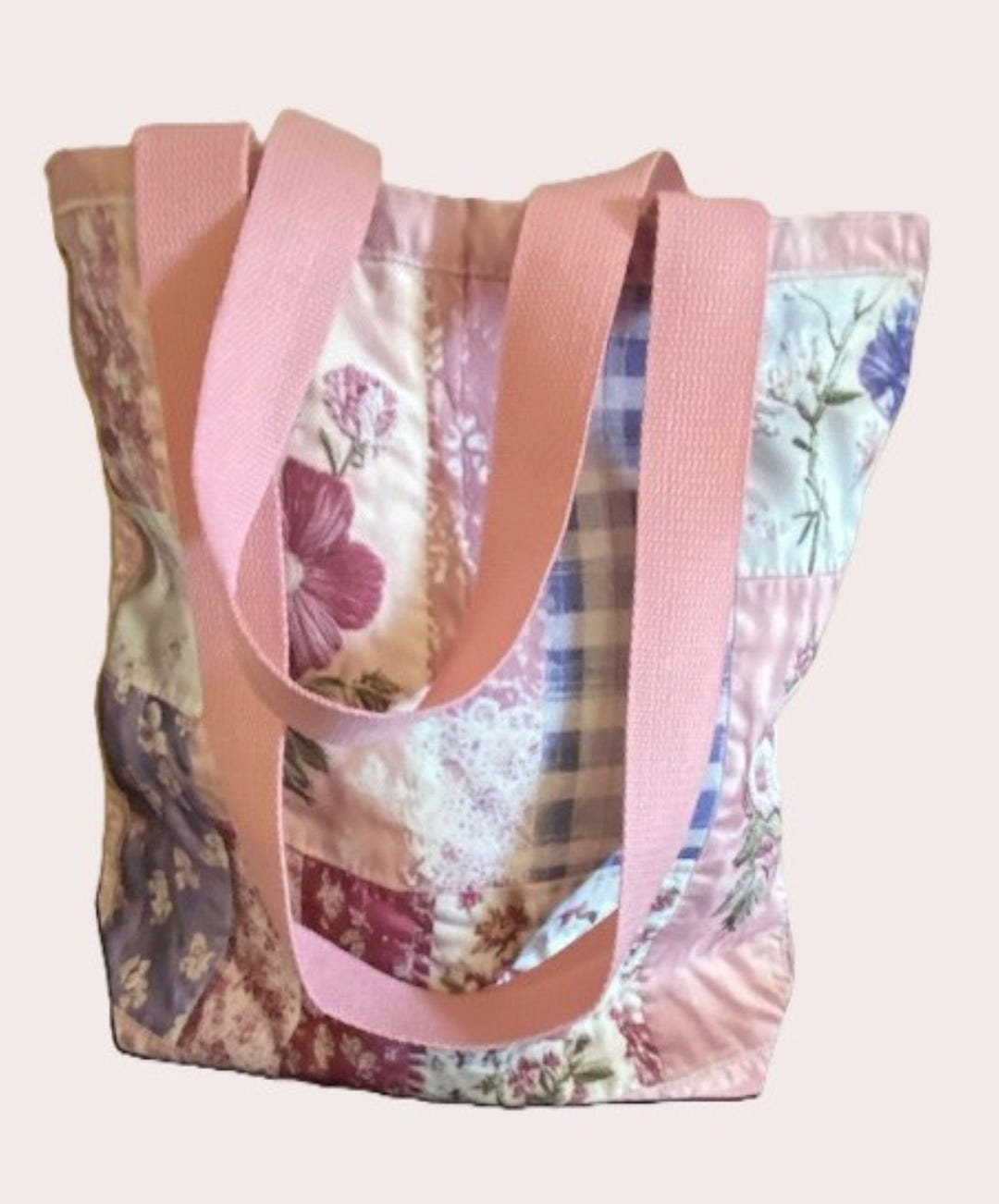 Floral Patchwork Quilted Tote Bag – Lightweight Cloth Shopper - Etsy