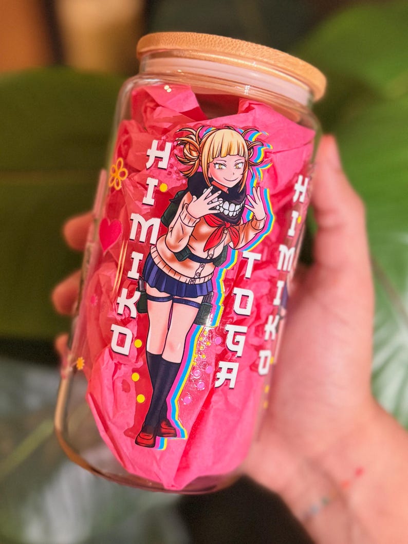 MHA Himiko Toga My Hero Anime Glass Tumbler: 16oz UV DTF Cup With Straw ...