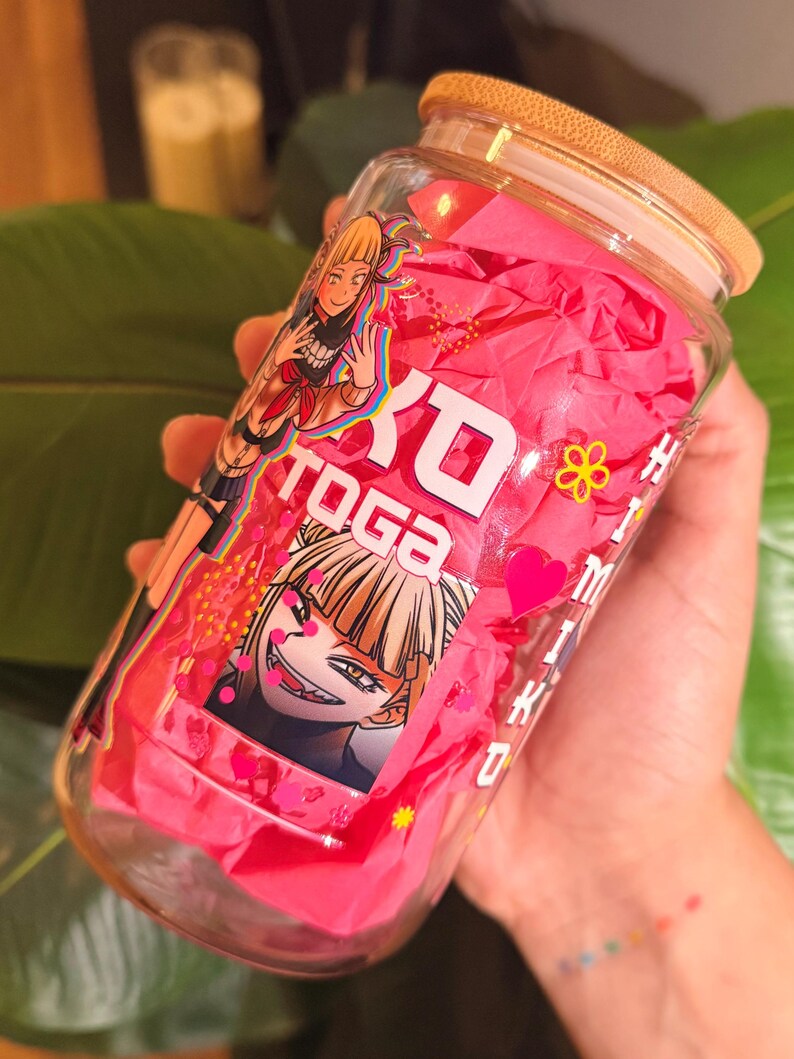 MHA Himiko Toga My Hero Anime Glass Tumbler: 16oz UV DTF Cup With Straw ...