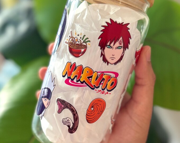 Anime 16oz Glass Tumbler: Naruto Sasuke UV DTF Cup With Straw - Etsy