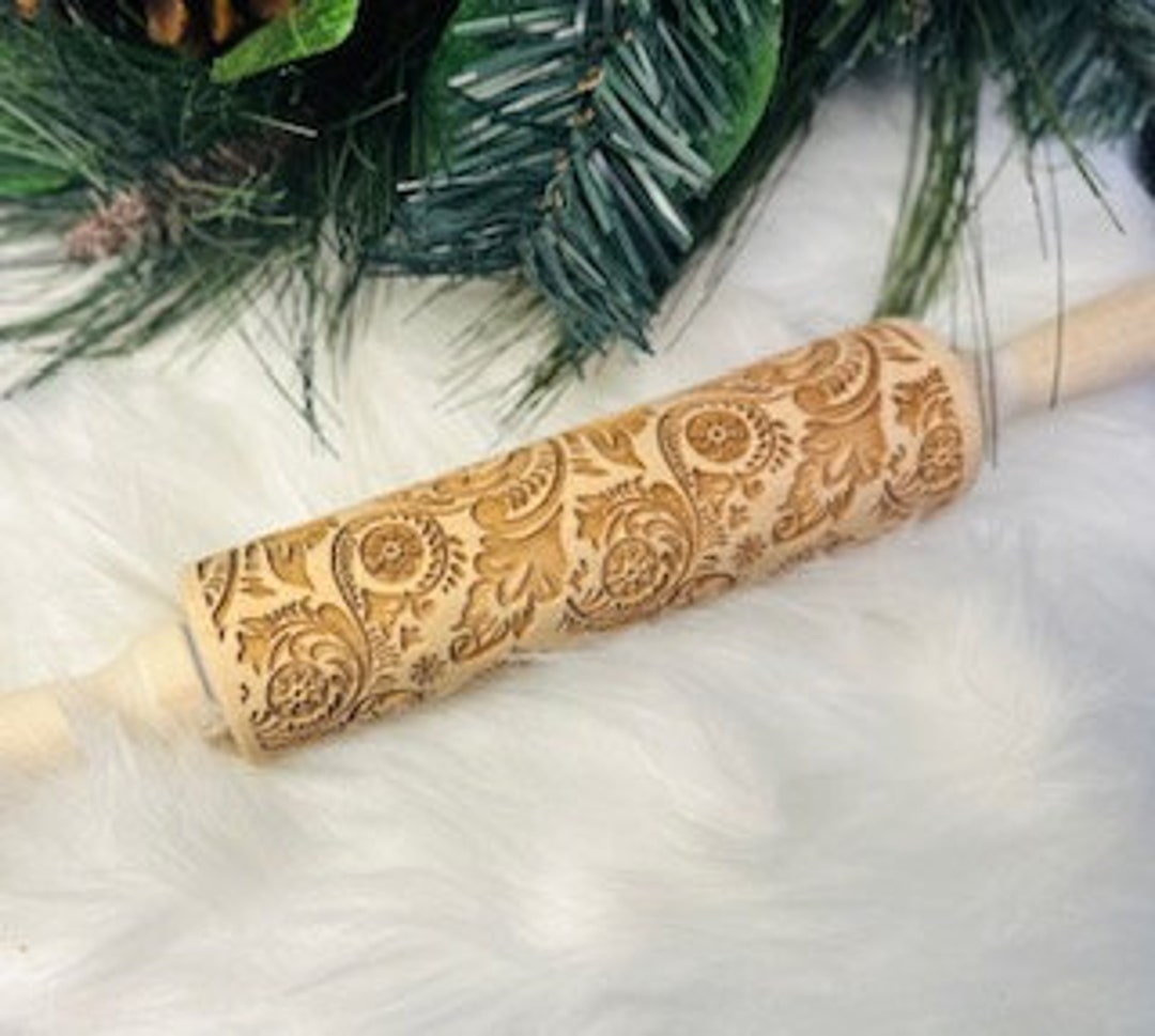 Handrolling Engraved Baking Pin, Flower and Snowflakes Pattern, Baking ...