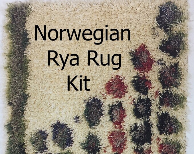 Rya Rug Kit #784A Size 31" X 59" (80 X 150 Cm) in White Dominant Color ...