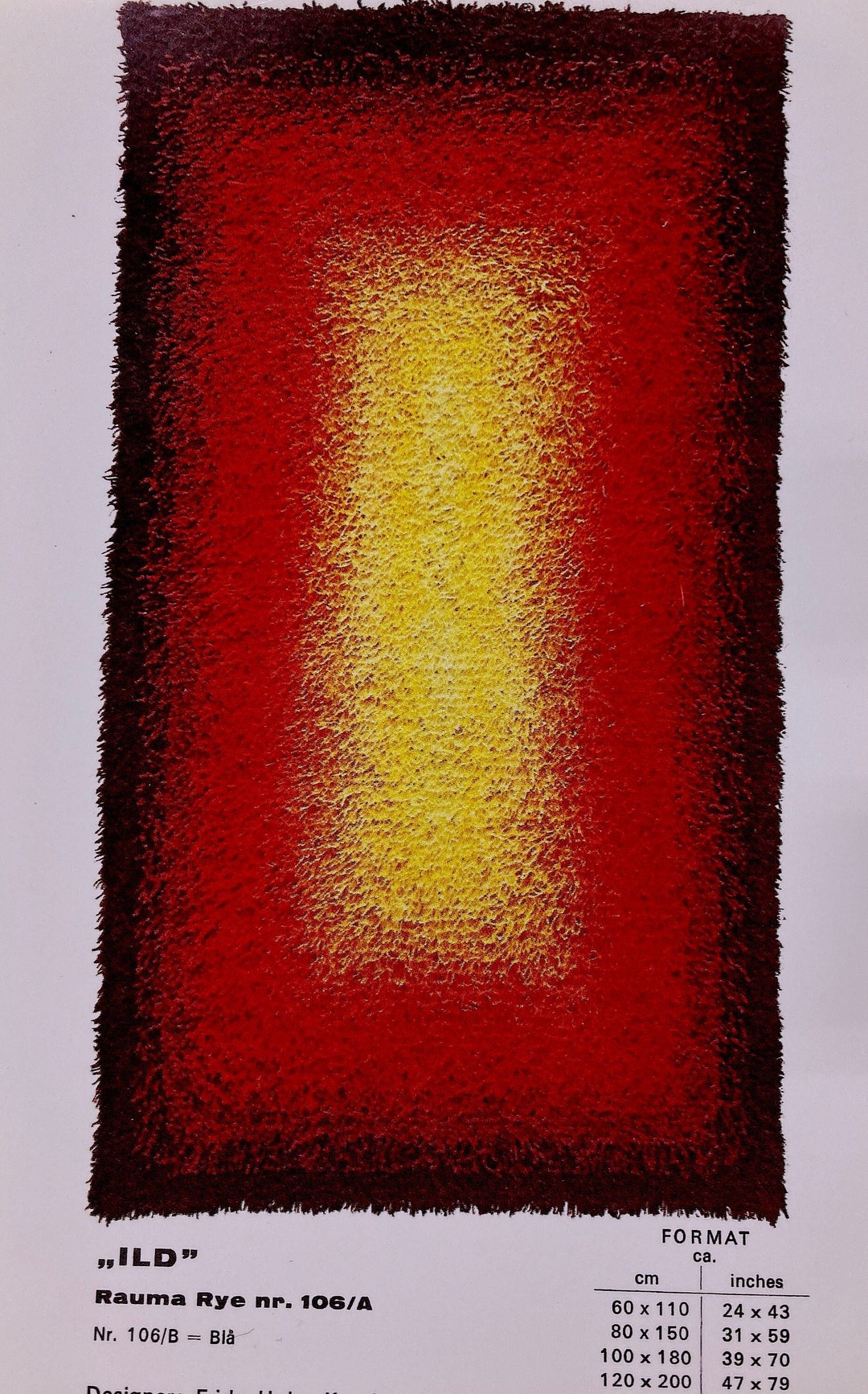 Make Your Own Rya Rug Kit Called "ild" in Red-orange-yellow. Size 31" X ...