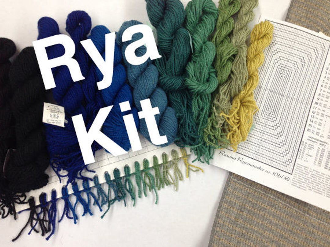 Make Your Own Rya Rug Kit Called "ild" in Blue-greens or Red-orange ...