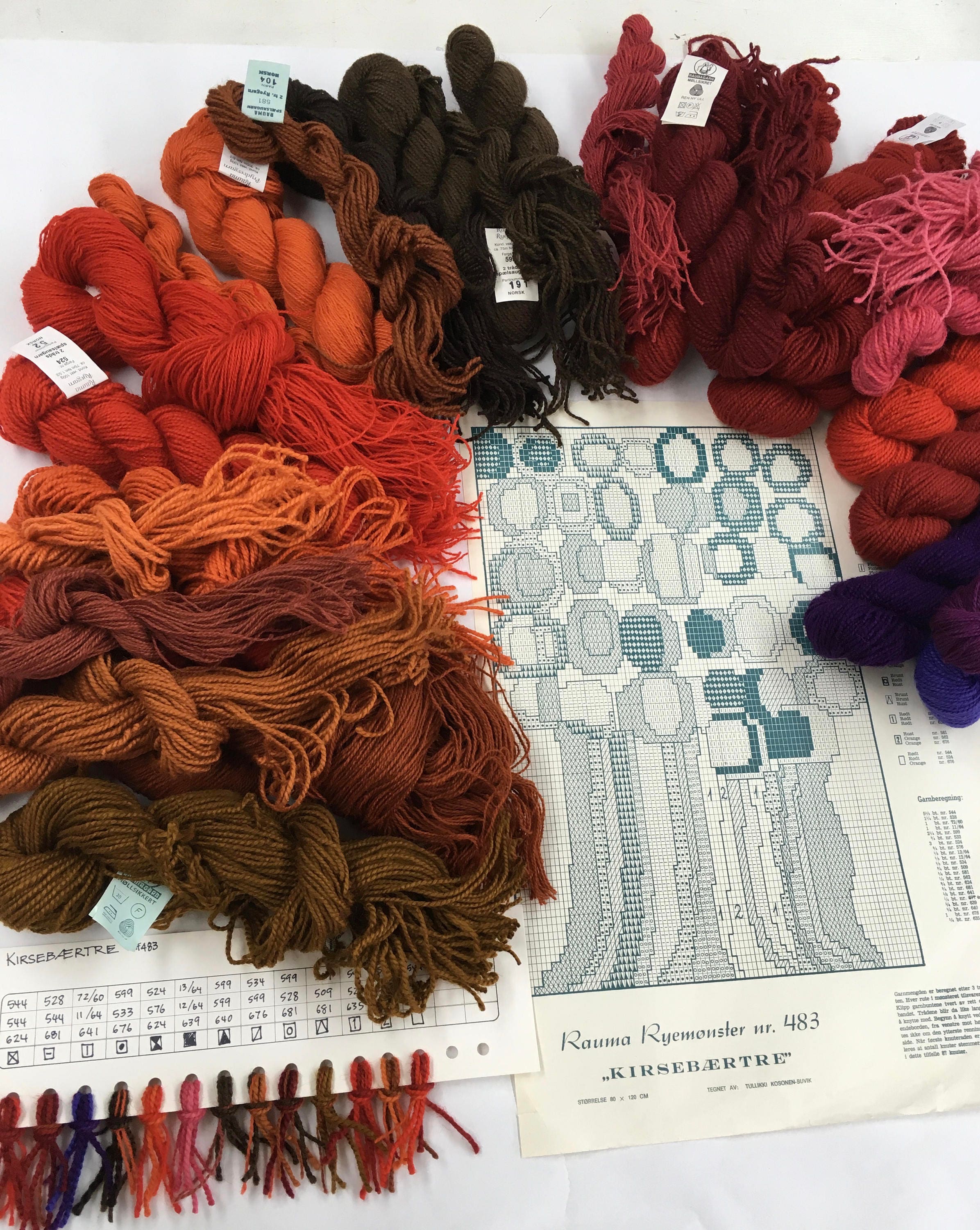 Rya Rug Kit From Norway Called Kirsebaertre Heritage Sheep Wool Yarn ...