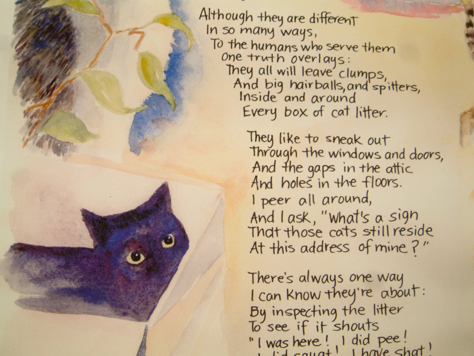 Illustrated Cat Poem for Cat Loversa Quality Print of a | Etsy