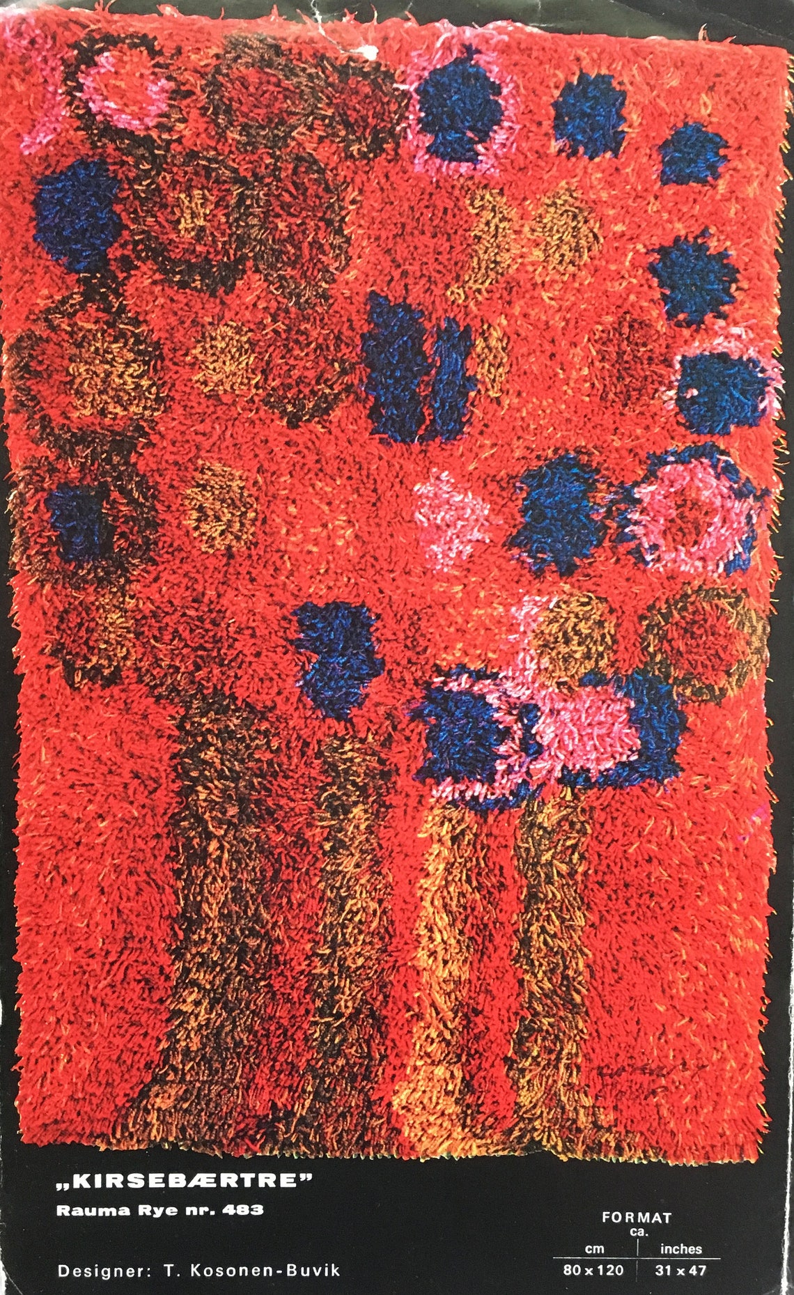 Rya Rug Kit From Norway Called Kirsebaertre Heritage Sheep Wool Yarn ...