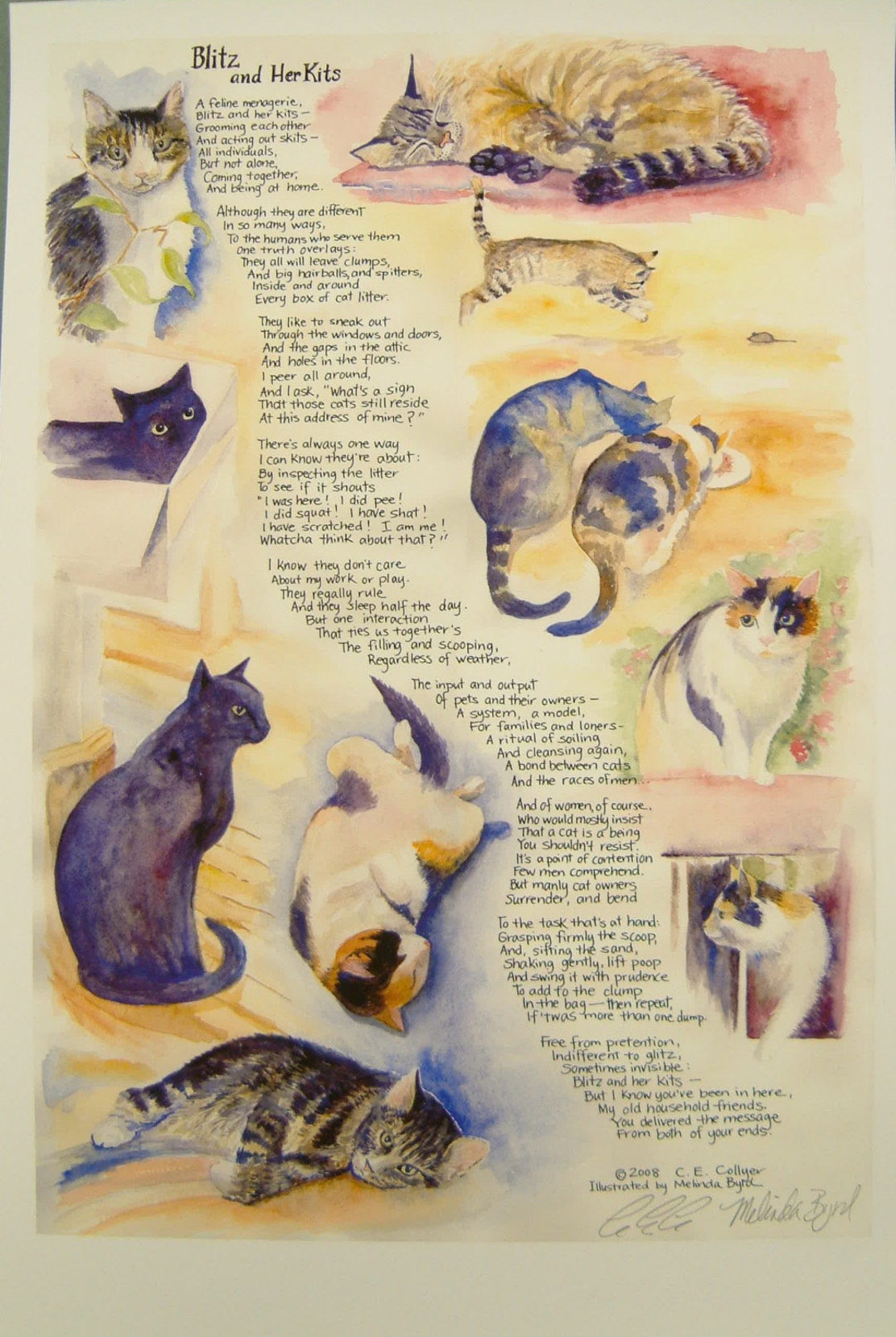 Illustrated Cat Poem for Cat Lovers--a Quality Print of a Watercolor ...