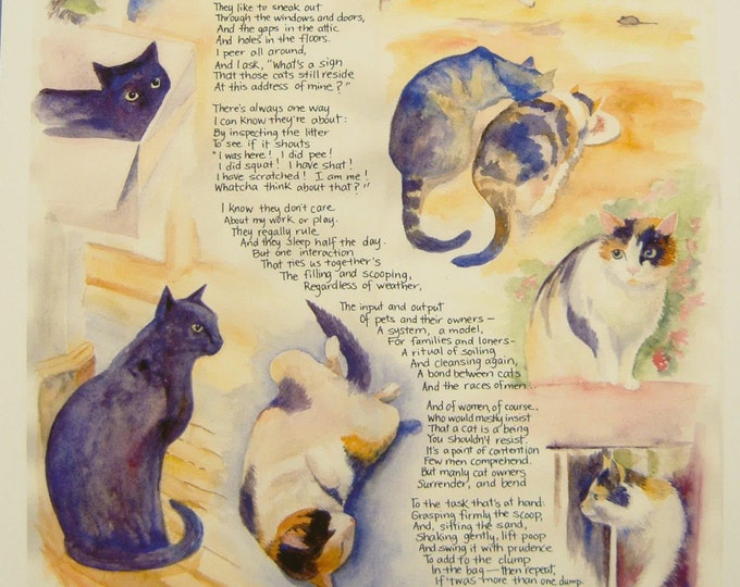 Illustrated Cat Poem for Cat Lovers--a Quality Print of a Watercolor ...