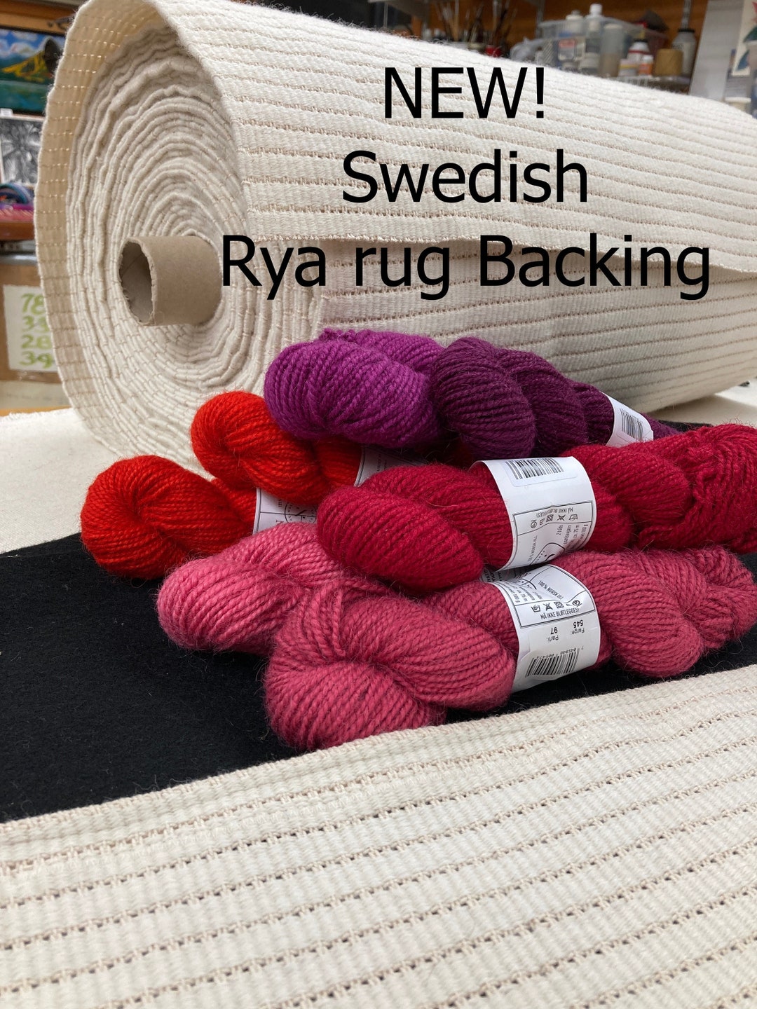 Swedish Rya Backing. 24" (60 Cm) Wide. Hemmed to Your Request. Wool and ...