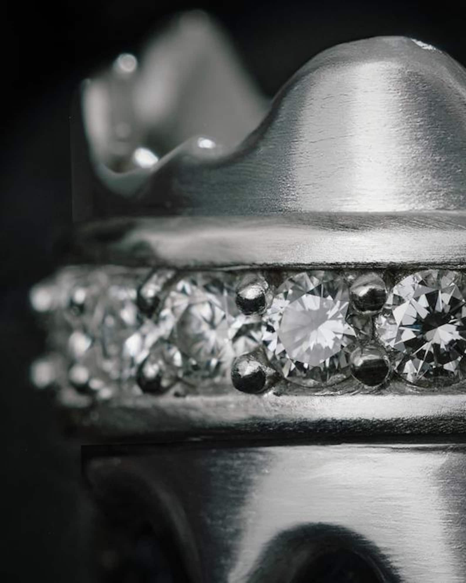 Molten Sterling Silver Diamond Eternity Band | Drip Ring - Etsy