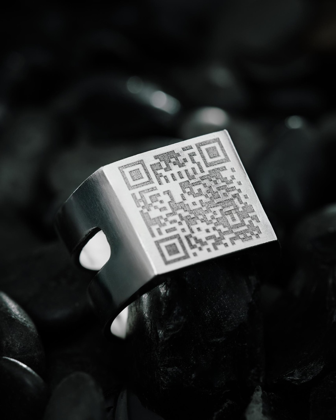 Custom QR Code Ring | Cyberpunk Accessory | Personalized Business Card ...