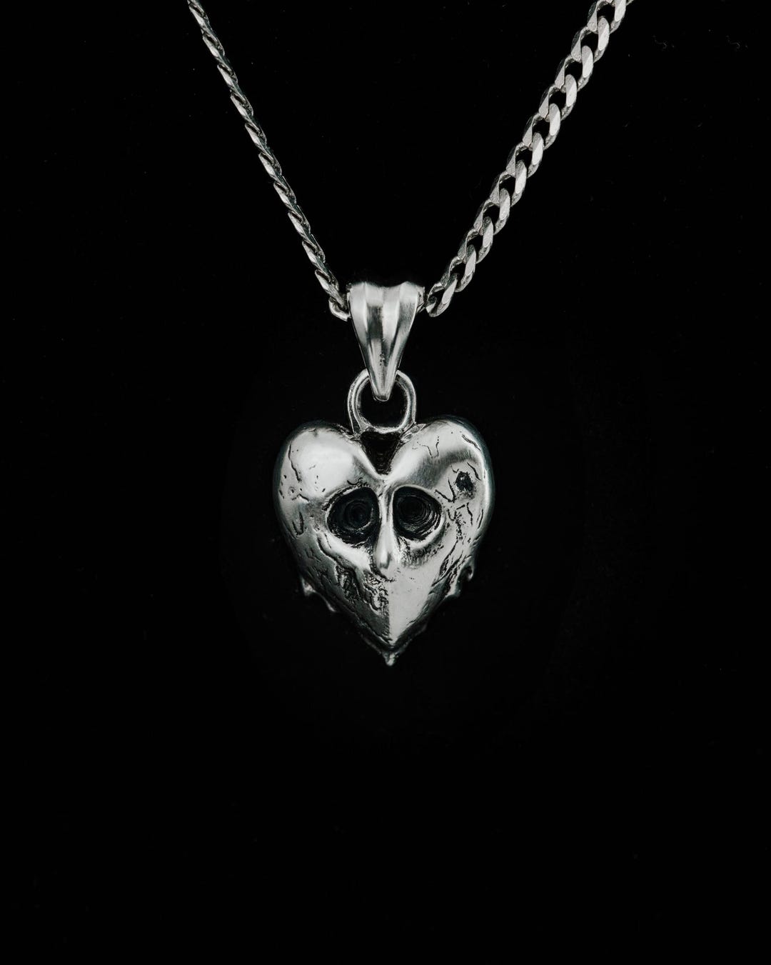 Dripping Heart Pendant | Molten Sterling Silver | Minimalist Fluid Love ...