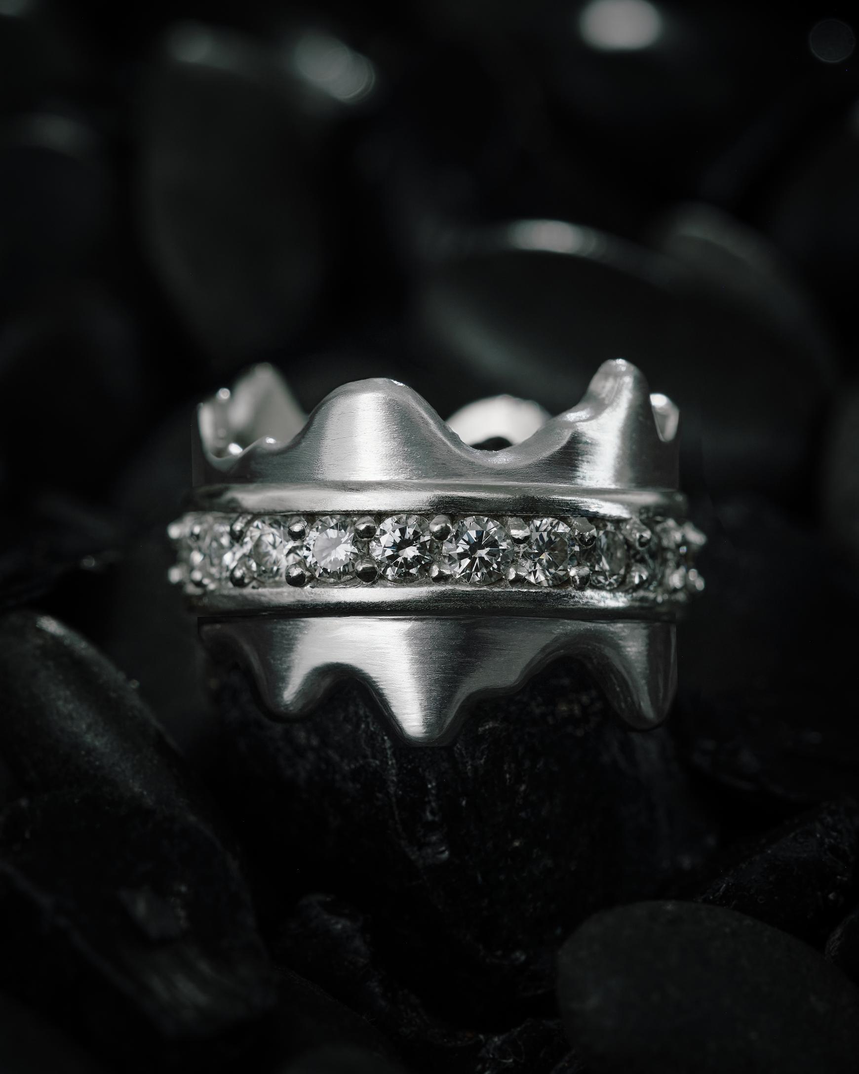 Molten Sterling Silver Diamond Eternity Band | Drip Ring - Etsy
