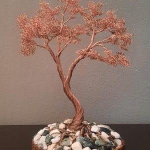 Pure Copper Wire Tree, on a Maple Slice and Stone Base. - Etsy