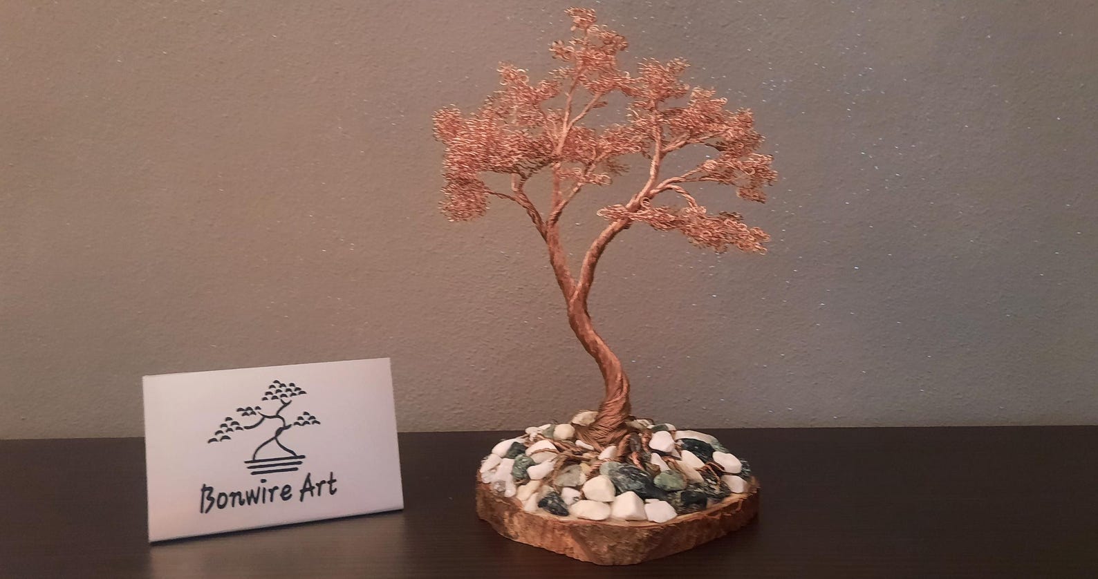 Pure Copper Wire Tree, on a Maple Slice and Stone Base. - Etsy