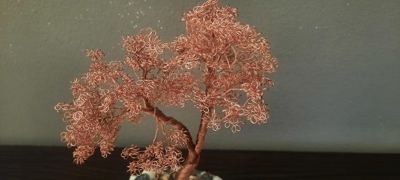 Pure Copper Wire Tree, on a Maple Slice and Stone Base. - Etsy