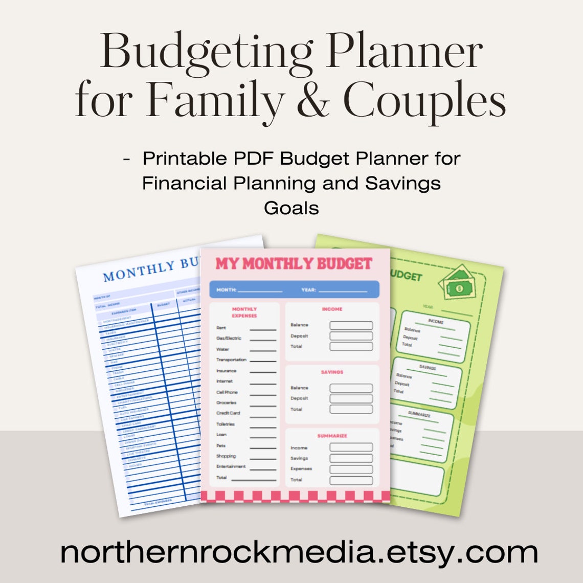 Budgeting Planner for Family & Couples - Printable PDF Budget Planner ...