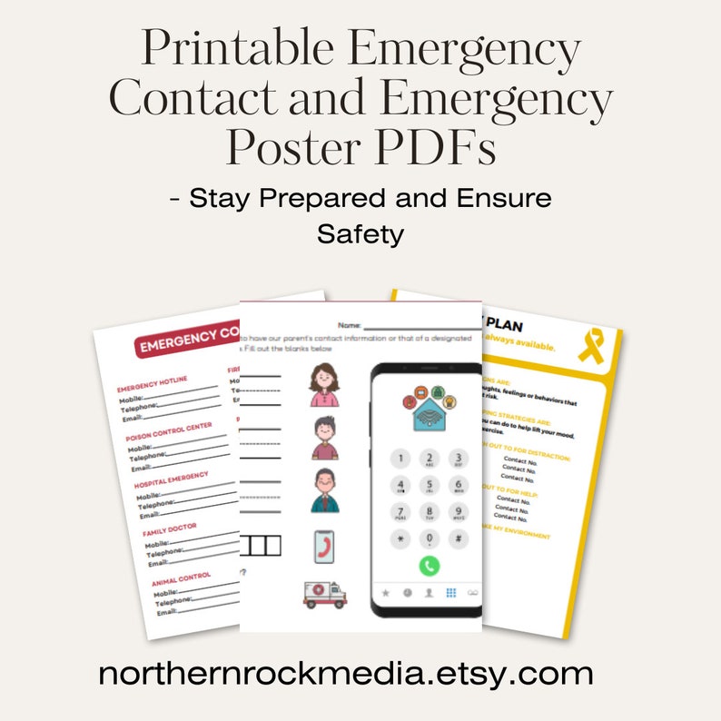 Printable Emergency Contact and Emergency Poster Pdfs - Stay Prepared ...