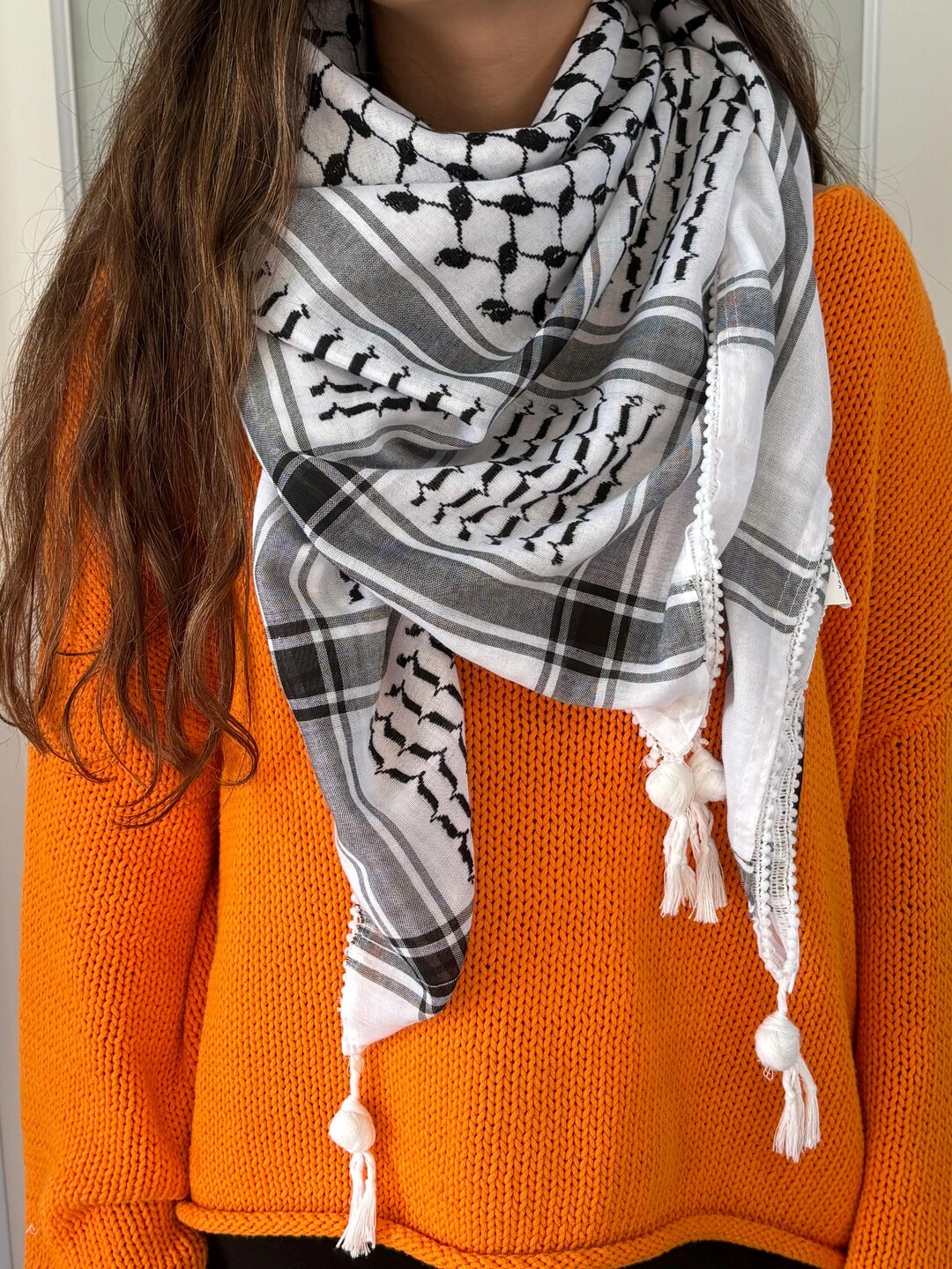 Keffiyeh-black and White Palestine Scarf Arabic - Etsy