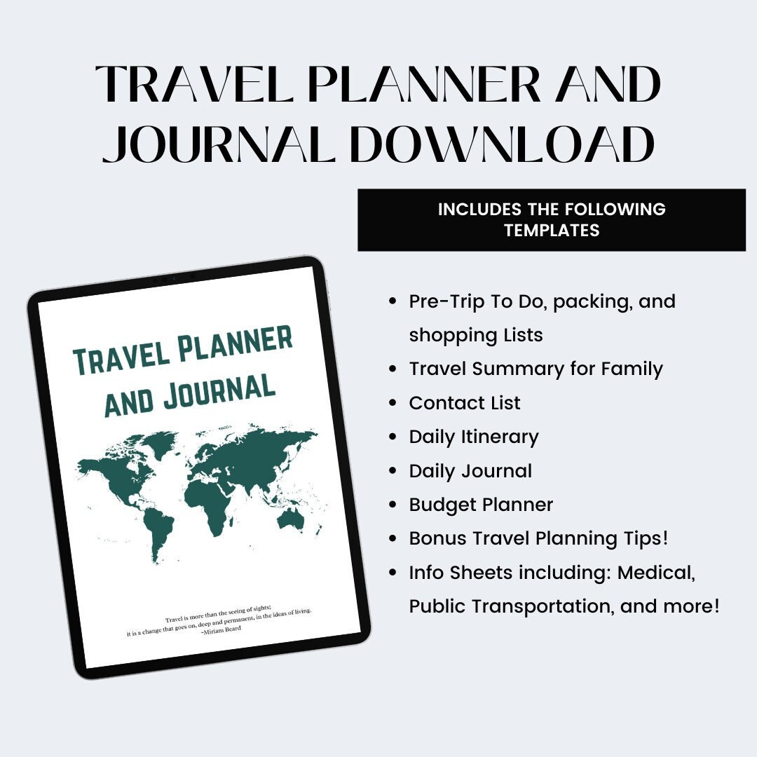 Printable Travel Planner and Journal - Etsy