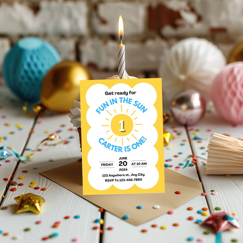 Editable Birthday Party Invitation Template, Digital Download, Summer ...