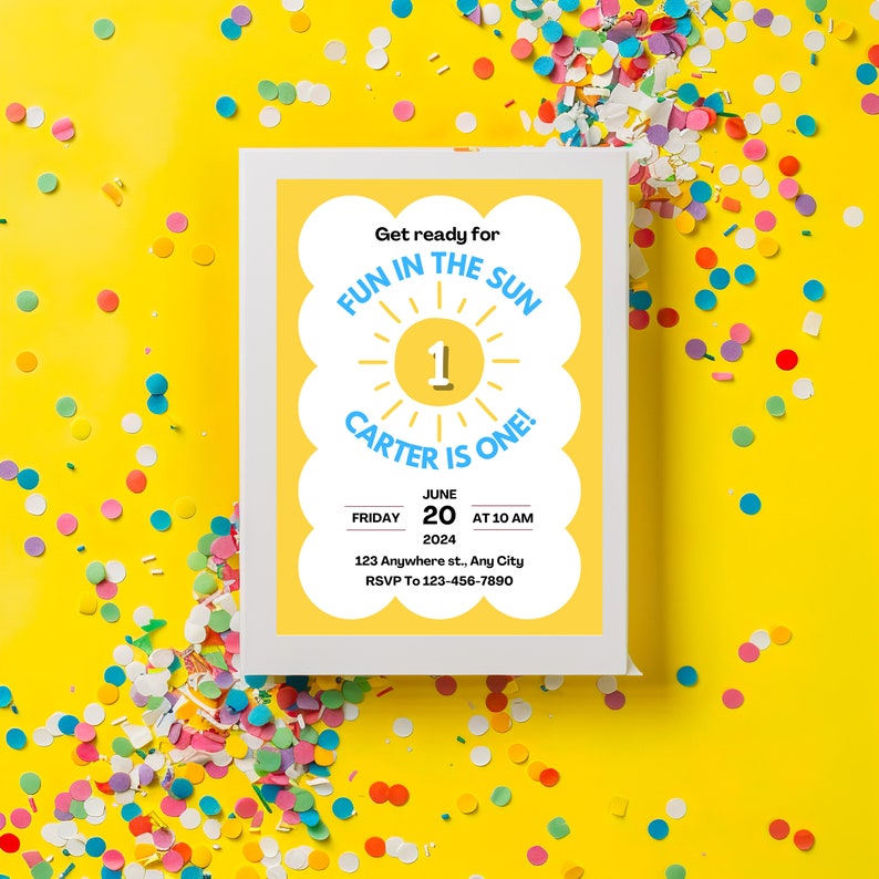 Editable Birthday Party Invitation Template, Digital Download, Summer ...