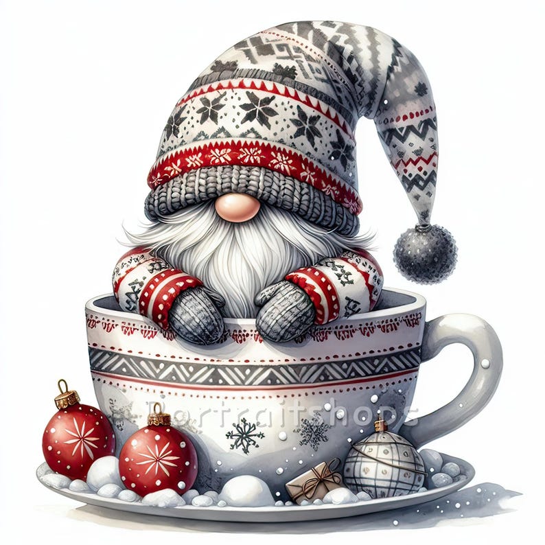 Watercolor Christmas Gnomes Clipart: Holiday JPG Graphics (commercial ...
