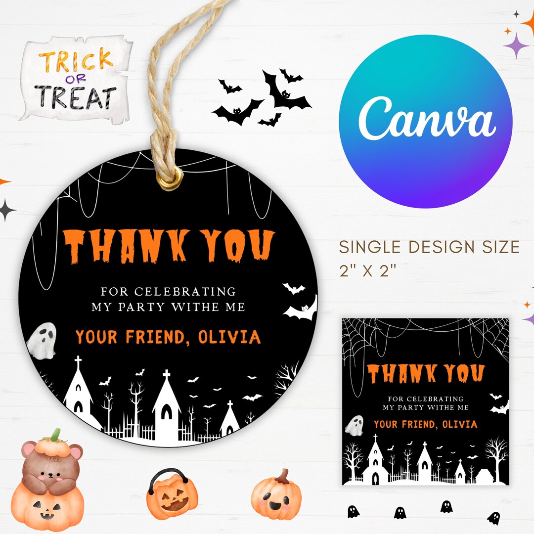 EDITABLE Halloween Gift Tag, Halloween Favor Tag, Trick or Treat Favor ...