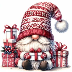 Watercolor Christmas Gnomes Clipart: Festive Holiday JPG Graphics ...