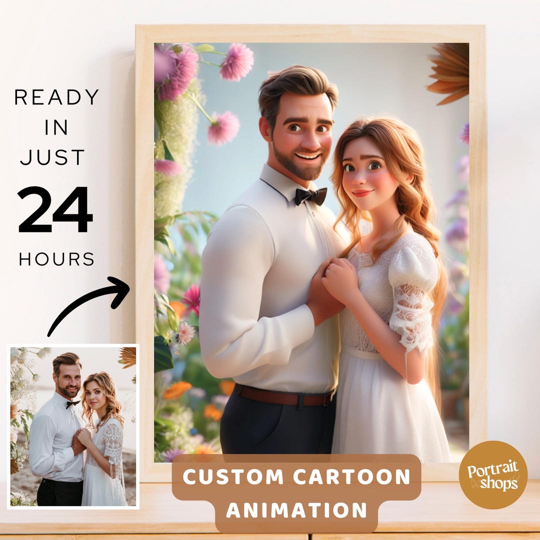 Custom Cartoon Portrait, Couples Portraits, Custom Cartoon Animation ...