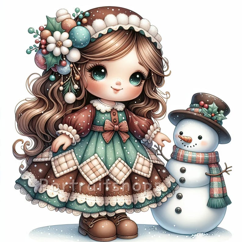 Watercolor Christmas Gnomes Clipart: Holiday JPG Graphics (commercial ...