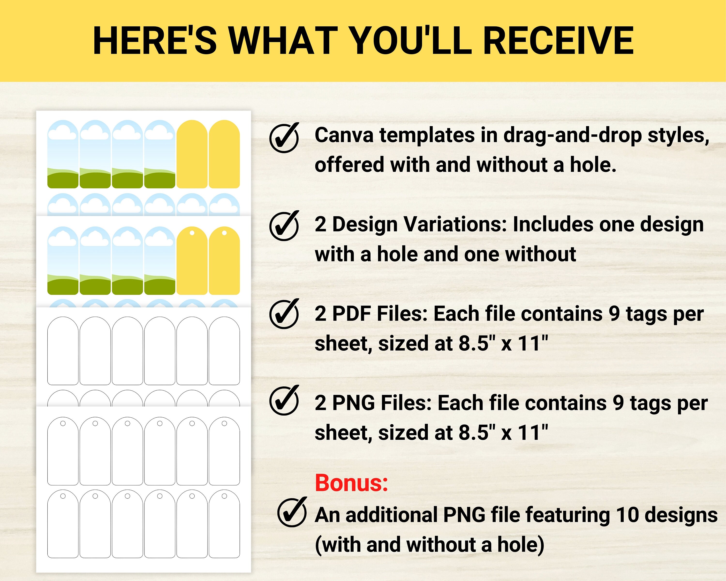 Printable Tag Template: 10 Designs, DIY Gift Tags (PDF, PNG, Canva) - Etsy