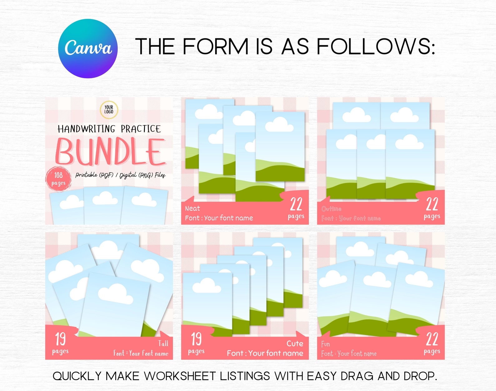 Worksheet Template Canva, Worksheet Mockup, Worksheet Template, Etsy ...