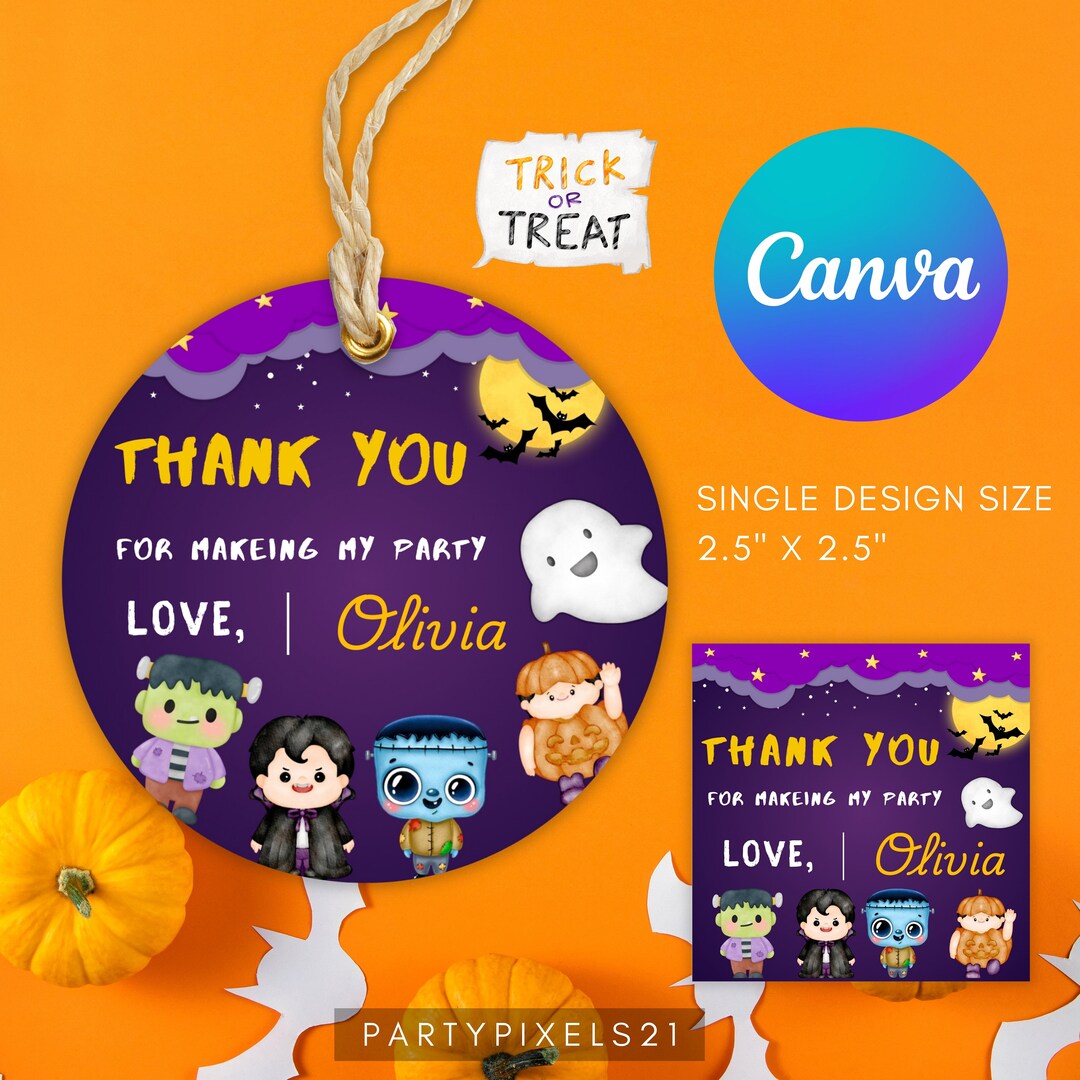 EDITABLE Halloween Gift Tag, Halloween Favor Tag, Halloween Party ...