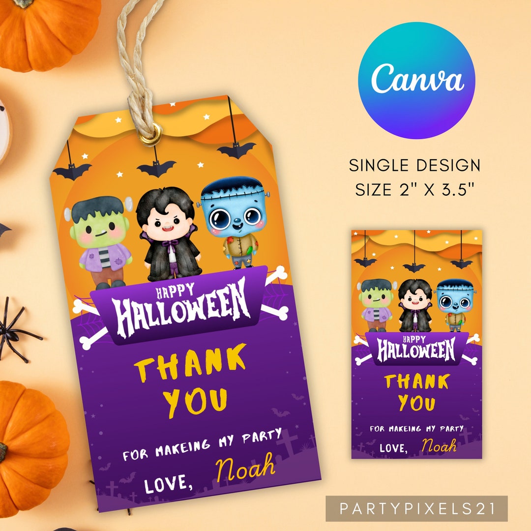 EDITABLE Halloween Gift Tag, Halloween Class Gift Tag, Halloween Favor ...