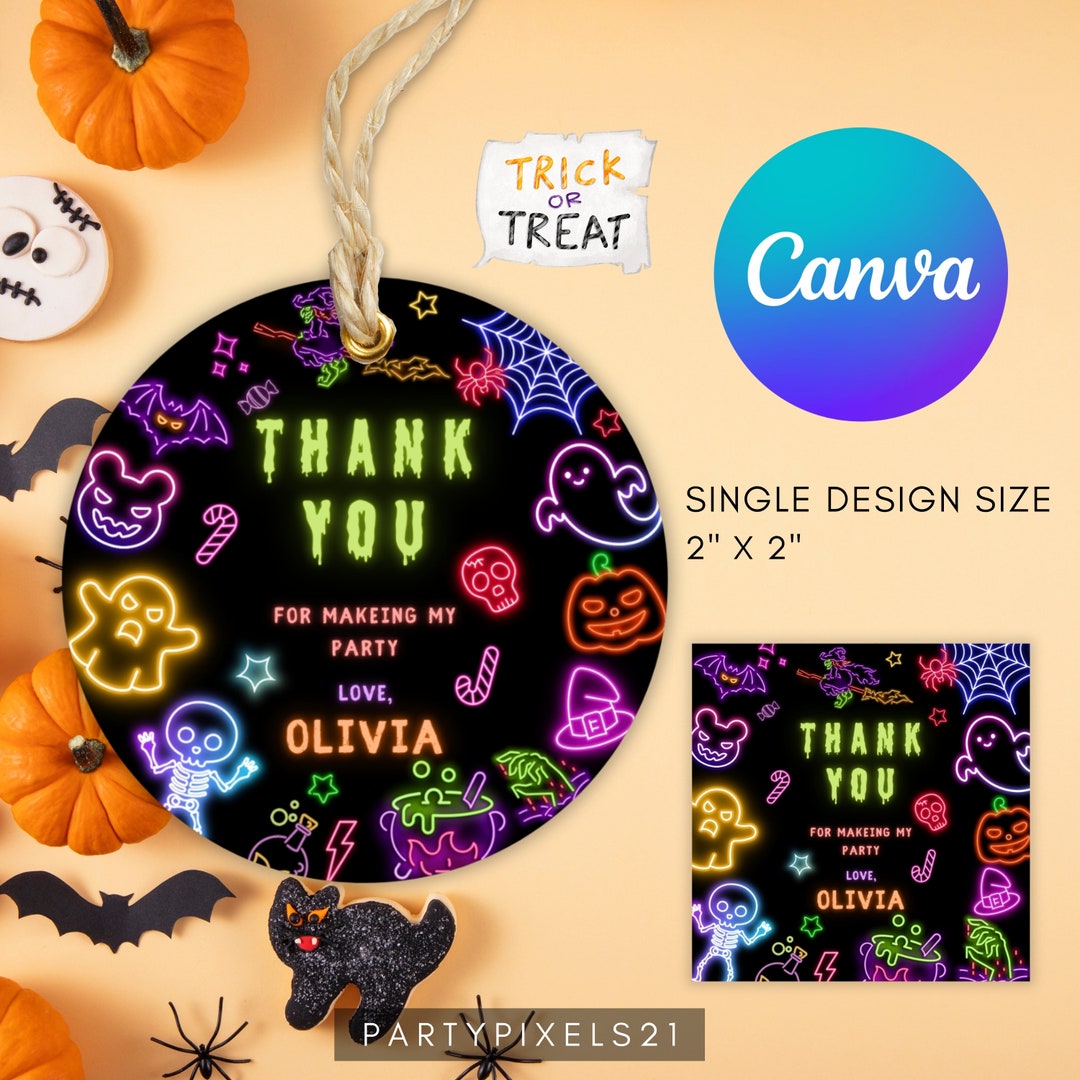 EDITABLE Halloween Gift Tag, Halloween Party, Halloween Favor Tag ...